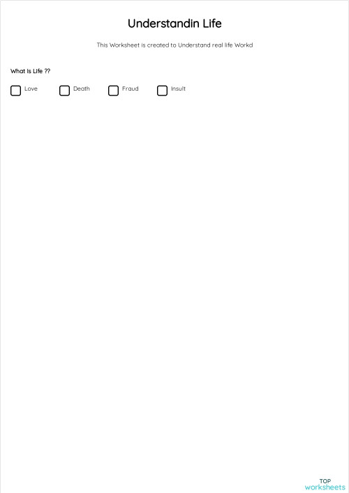 Understandin Life. Interactive worksheet | TopWorksheets