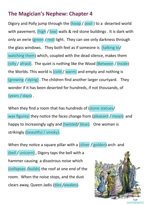 The Magician's Nephew Chapter 4. Interactive worksheet | TopWorksheets