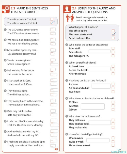 Everyday work activities Business English Practice 2. Interactive ...
