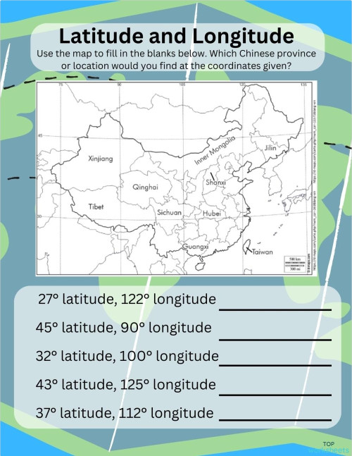 Latitude and Longitude. Interactive worksheet | TopWorksheets