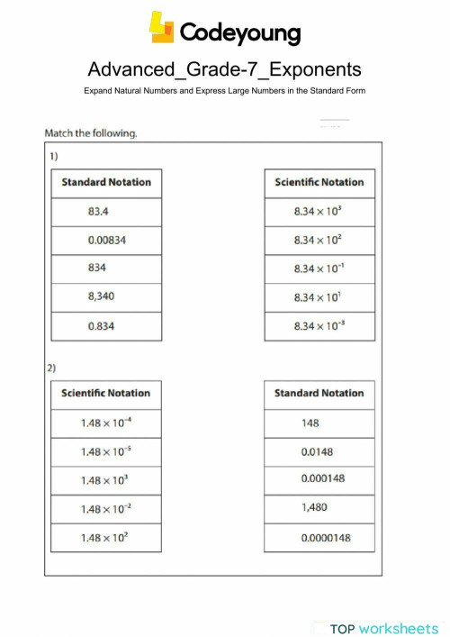 Expand Natural Numbers and Express Large Numbers in the Standard Form ...