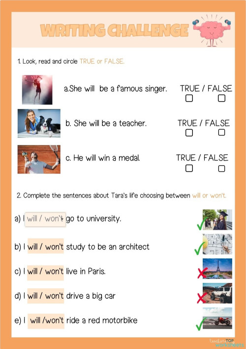 Writing challenge- physical appearance. Interactive worksheet | TopWorksheets