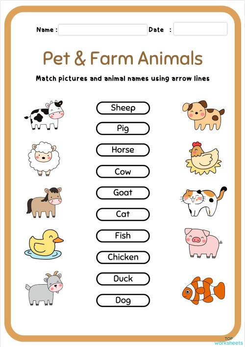 Pet & Farm Animals. Interactive worksheet | TopWorksheets