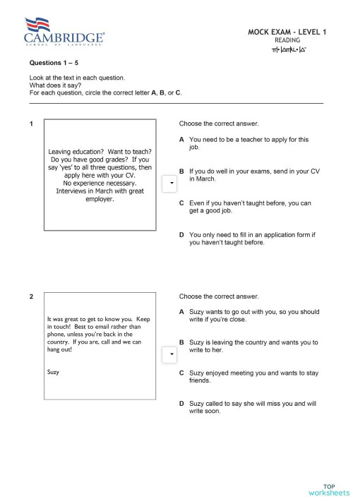 Prepare 1 unit 9-10. Interactive worksheet | TopWorksheets