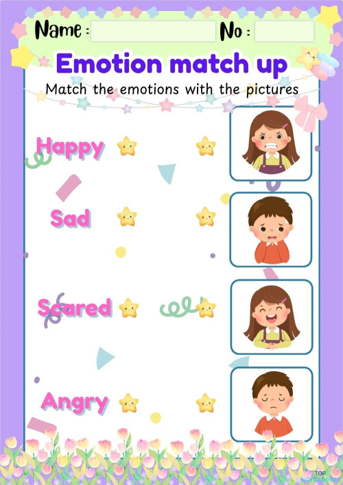 Emotions Match Up. Interactive worksheet | TopWorksheets