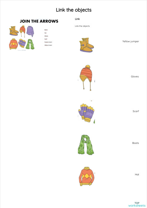 Link the objects. Interactive worksheet | TopWorksheets