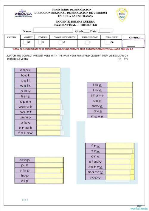 FINAL EXAMEN 5TH GRADE II TRIMESTER 2024. Interactive worksheet ...
