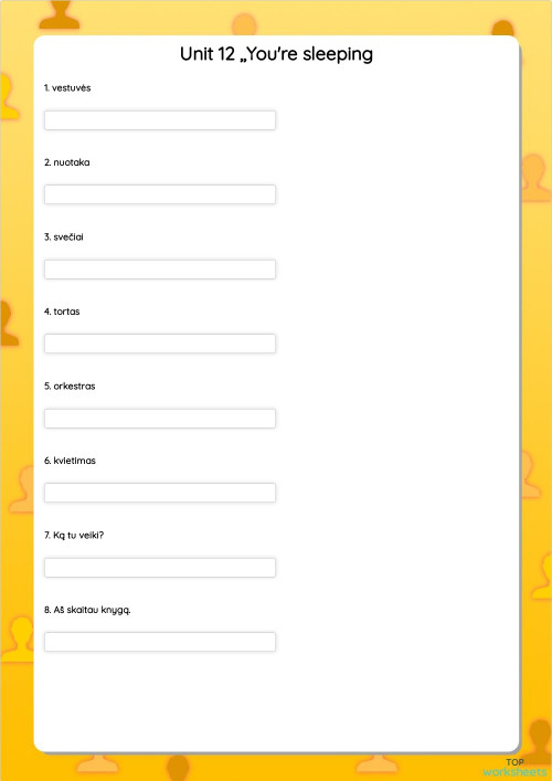 Unit 12 ,,You're sleeping. Interactive worksheet | TopWorksheets