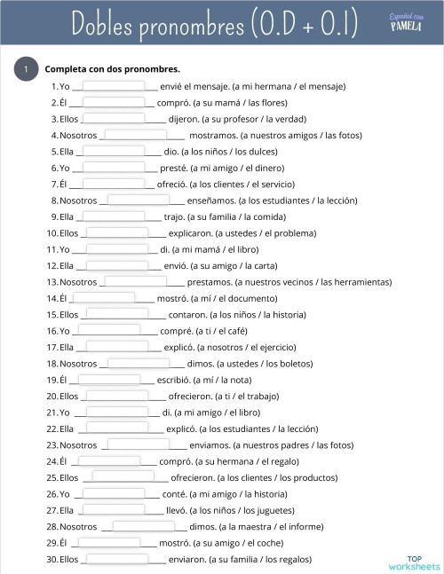 Los pronombres personales. Ficha interactiva | TopWorksheets