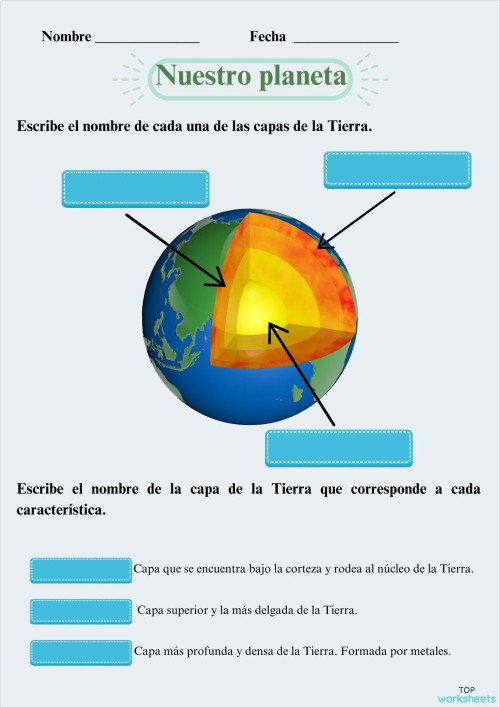 Nuestro planeta. Ficha interactiva | TopWorksheets