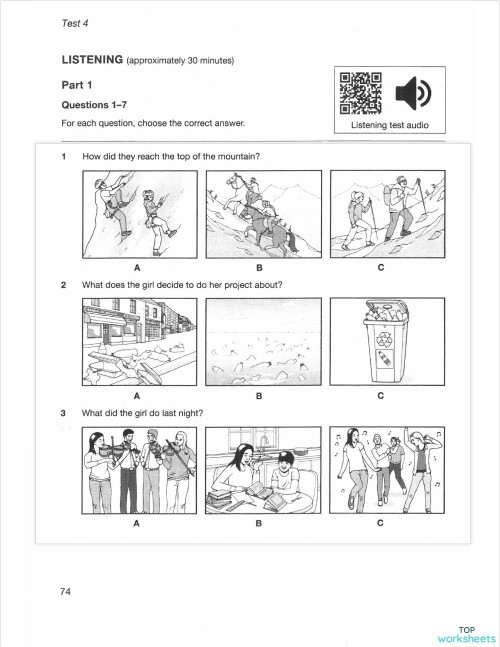 APT2 - Test 4 - Listening. Interactive worksheet | TopWorksheets