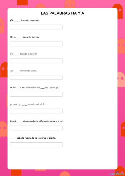 LAS PALABRAS HA Y A. Ficha interactiva | TopWorksheets