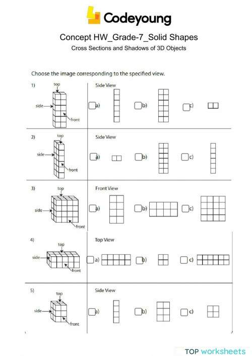 Cross Sections and Shadows of 3D Objects Concept HW. Interactive ...
