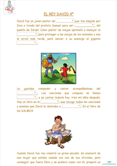 El Rey David 4º. Ficha interactiva | TopWorksheets