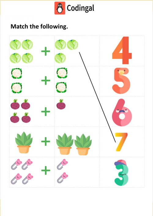 M_G01M07L14_WC02_Add upto 10 (Match the following). Interactive worksheet | TopWorksheets