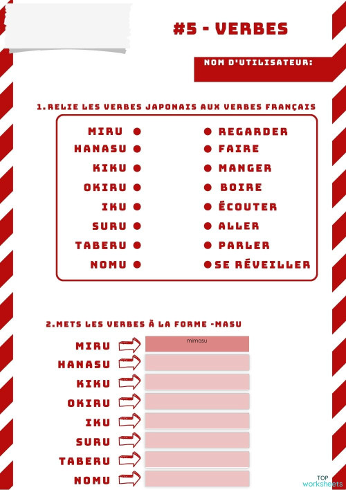 #5 - VERBES. Fiche interactive | TopWorksheets