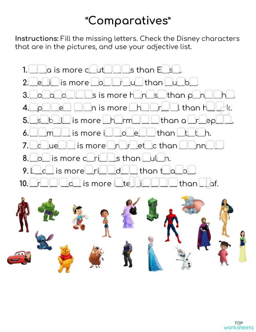 Comparatives. Interactive worksheet | TopWorksheets