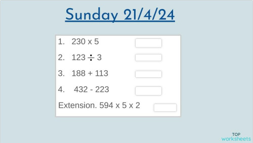 5 A Day 21/9/24. Interactive worksheet | TopWorksheets