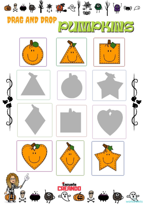 Drag and drop pumpkins. Ficha interactiva | TopWorksheets