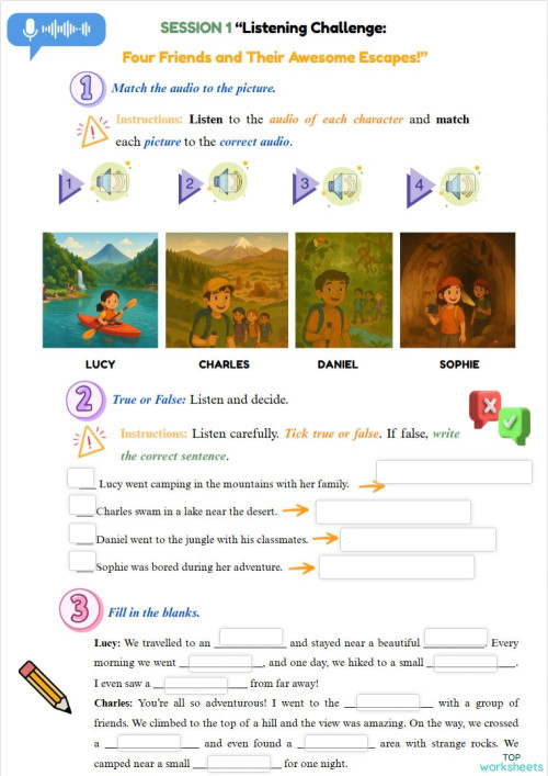 SESSION 1 "LISTENING CHALLENGE": FOUR FRIENDS AND THEIR AWESOME ESCAPES ...