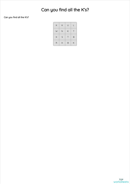 Can you find all the K’s?. Interactive worksheet | TopWorksheets