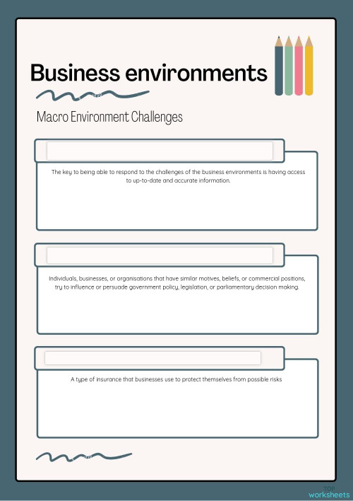 Identify Macro ways to adapt to challenges. Interactive worksheet ...
