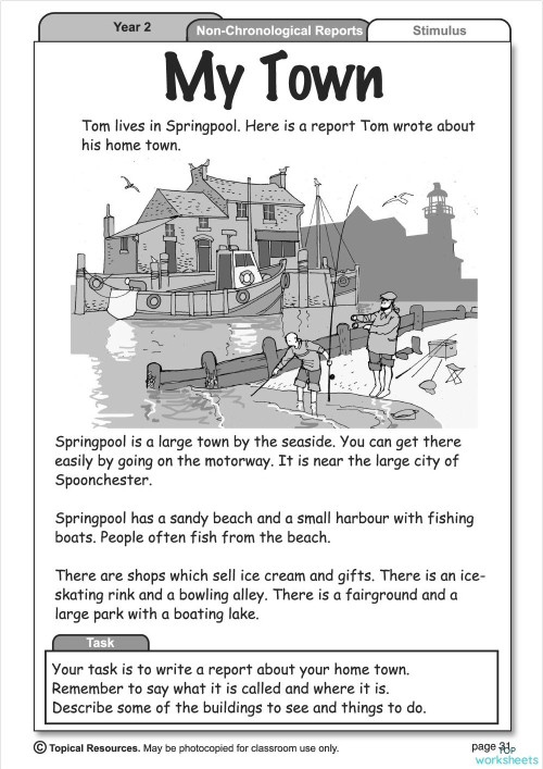 My Town Writing Topic. Interactive worksheet | TopWorksheets