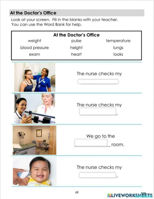 At the doctors office. Interactive worksheet | TopWorksheets