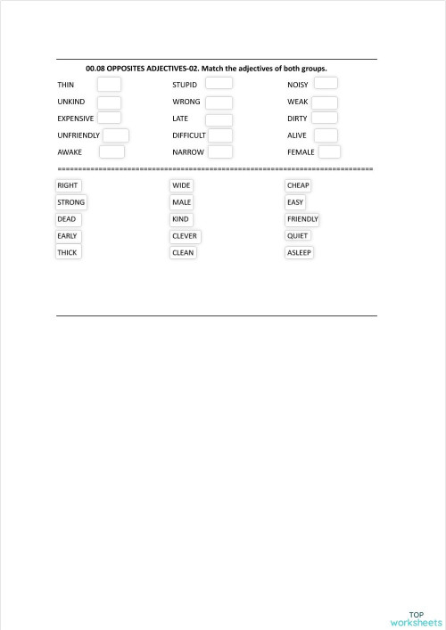 OPPOSITES-02. Ficha interactiva | TopWorksheets