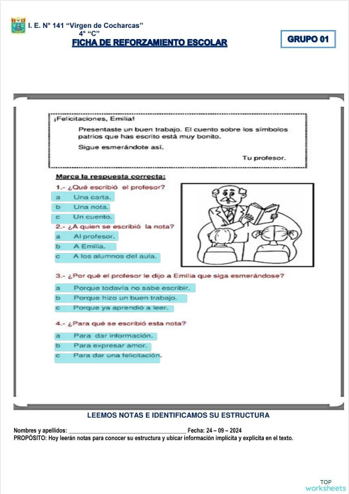 Lectura de notas - Nivel 1. Ficha interactiva | TopWorksheets