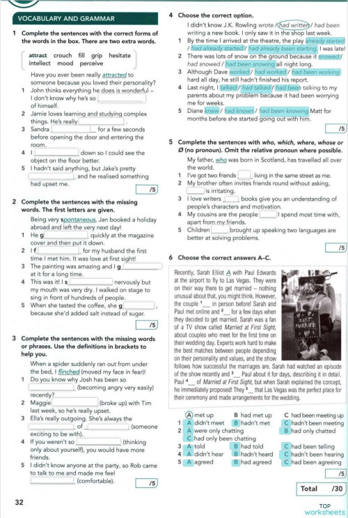 Focus 4 Unit 2 Tests. Interactive worksheet | TopWorksheets