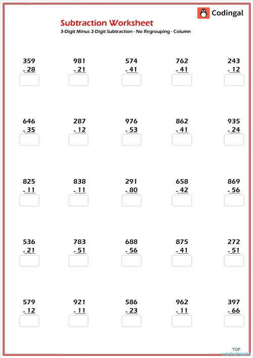 M_G02M06L29_WA01_Subtraction 3 Digit and 2 Digit without Regrouping ...