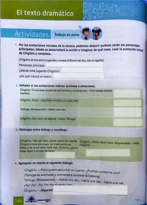 TALLER TEXTO DRAMÁTICO. Ficha interactiva | TopWorksheets