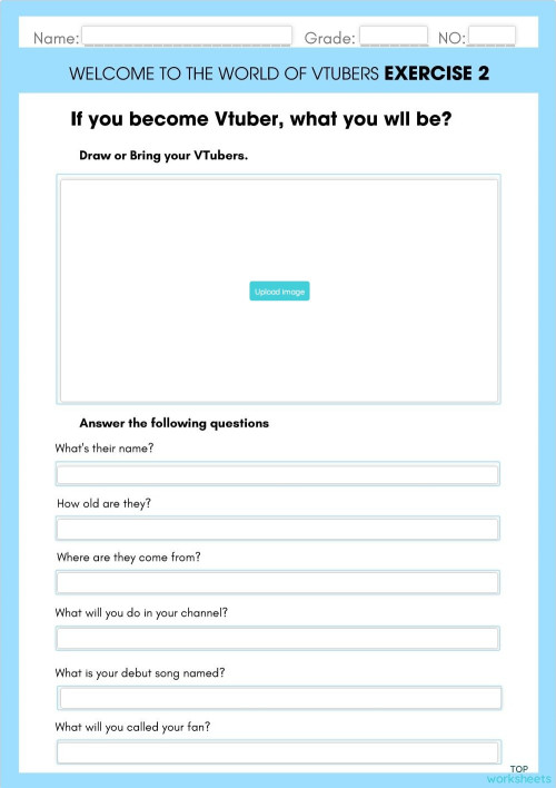 VTuber Project. Interactive worksheet | TopWorksheets