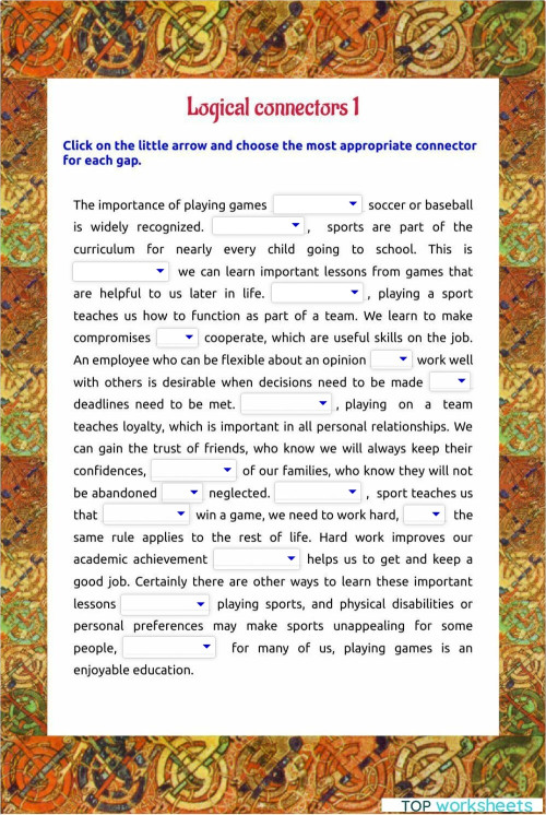 Logical Connectors 1 Interactive Worksheet Topworksheets