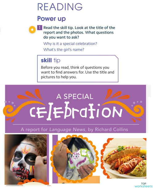 Reading - A special celebration - Fun with food. Interactive worksheet ...
