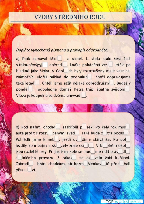 Gramatika: interaktivní pracovní listy a online cvičení | TopWorksheets