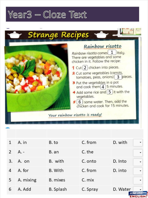 Year 3 Cloze Text. Interactive worksheet | TopWorksheets