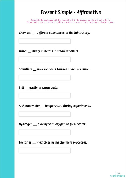 Present Simple - Affirmative. Interactive worksheet | TopWorksheets