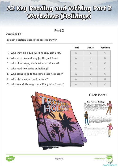 Reading and Writing Part 2_1. Interactive worksheet | TopWorksheets
