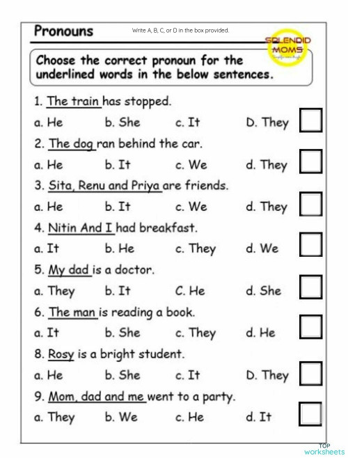 Pronouns Practice 1. Interactive worksheet | TopWorksheets