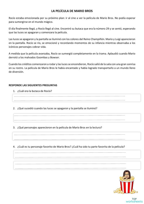 LECTURA MARIO BROS. Ficha interactiva | TopWorksheets