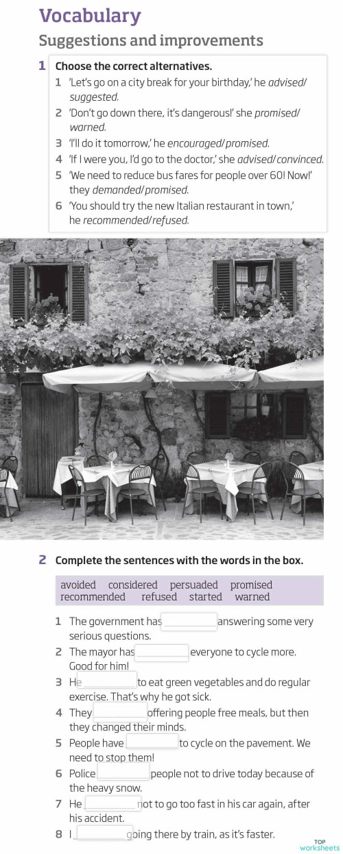 Verb patterns. Interactive worksheet | TopWorksheets