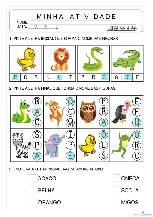 LETRA INICIAL E FINAL. Ficha interativa | TopWorksheets