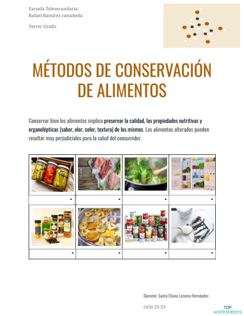 Conservación de alimentos. Ficha interactiva | TopWorksheets