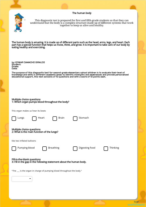 The human body. Interactive worksheet | TopWorksheets