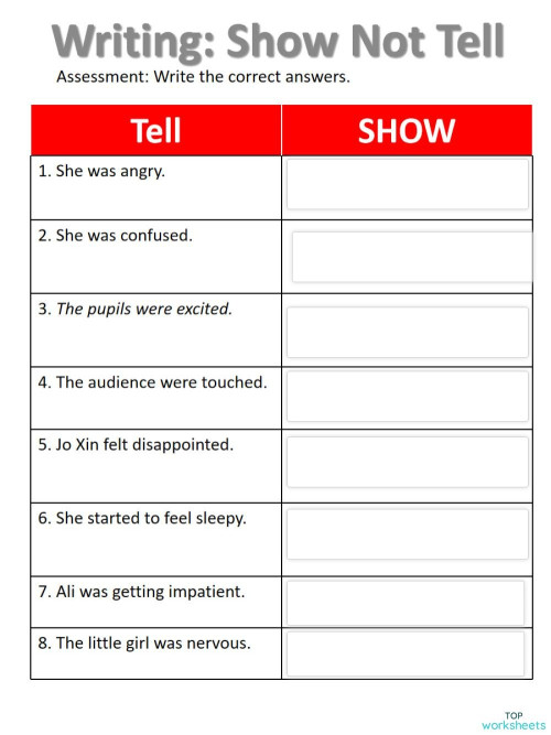 Show & Tell - Beginner Level. Interactive worksheet | TopWorksheets