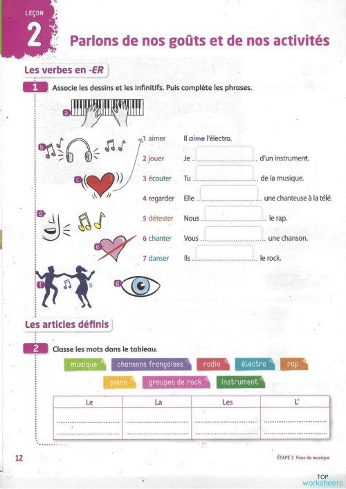 Les verbes en -er: แผ่นงานแบบโต้ตอบและแบบฝึกหัดออนไลน์ | TopWorksheets