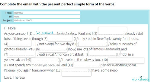 Present Perfect practice. Interactive worksheet | TopWorksheets