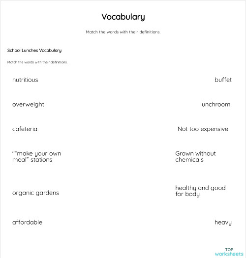 Vocabulary. Interactive worksheet | TopWorksheets